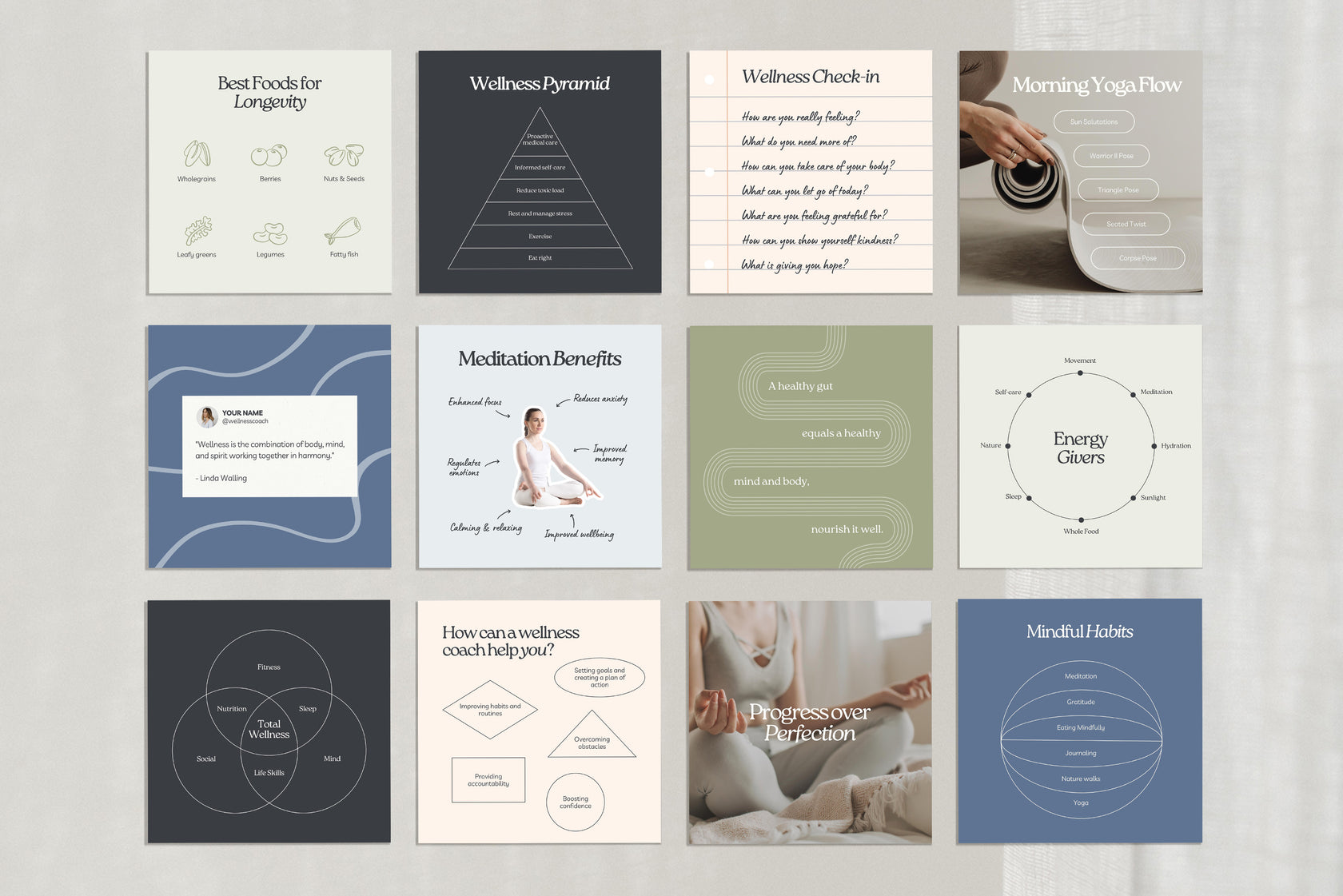 Wellness Coach Social Media Templates for Canva