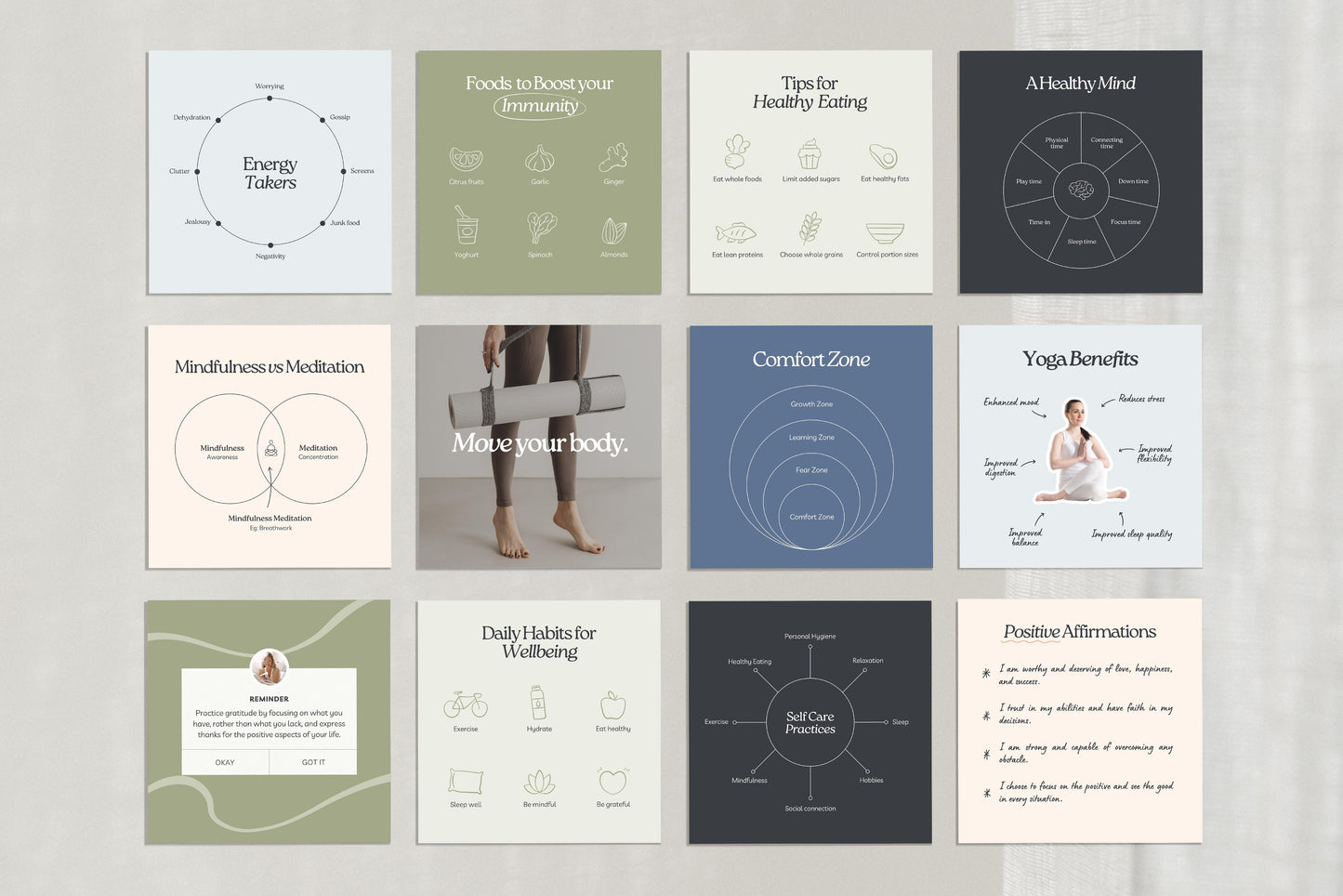 Wellness Coach Social Media Templates for Canva
