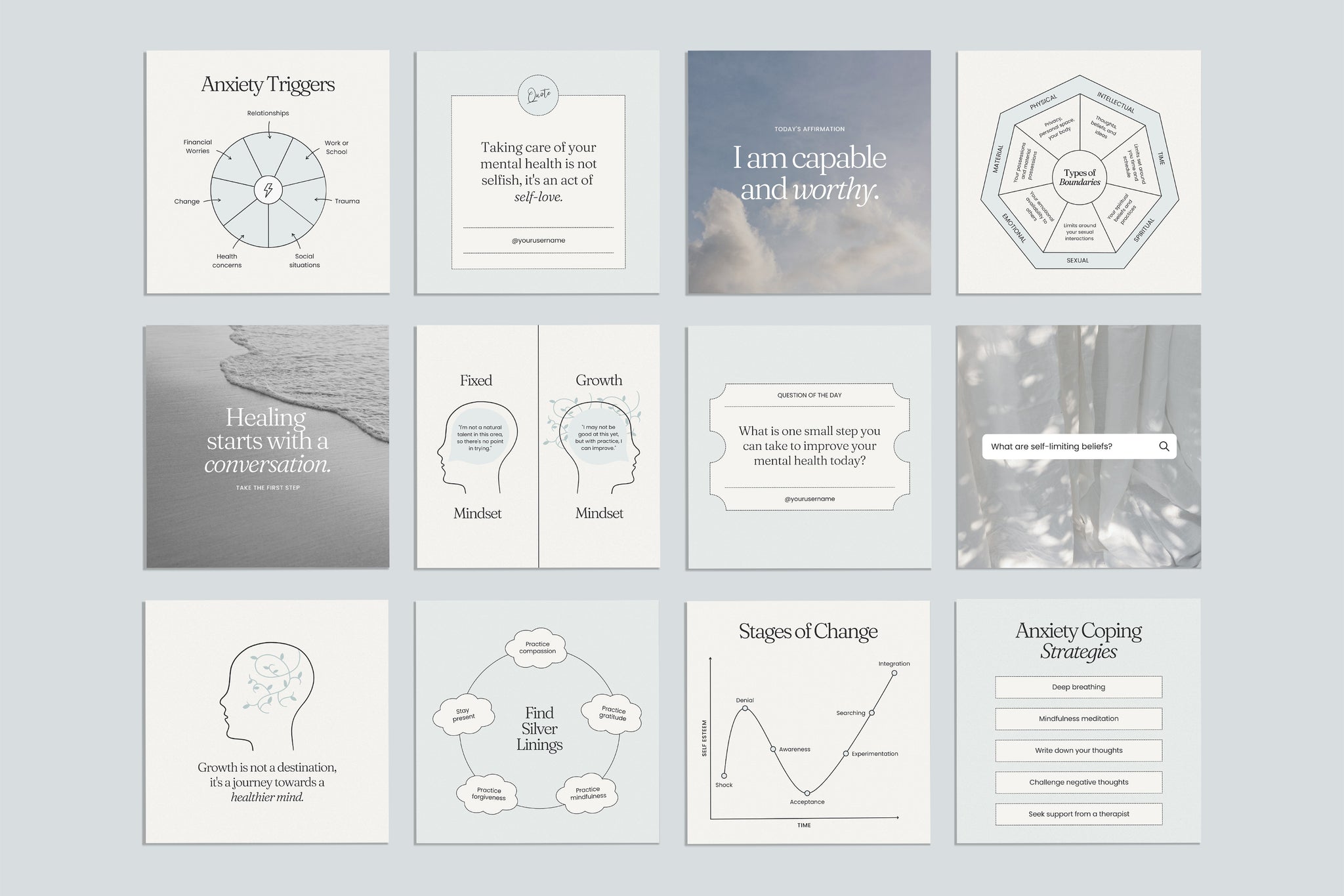 Therapist Instagram Posts | Canva Template | Social Media Templates ...