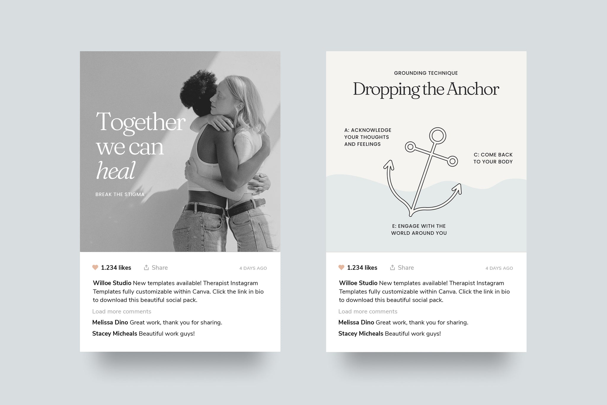 Therapist Instagram Posts | Canva Template | Social Media Templates ...