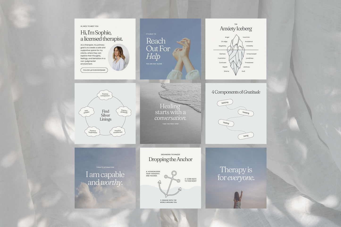 Therapist Instagram Posts | Canva Template | Social Media Templates