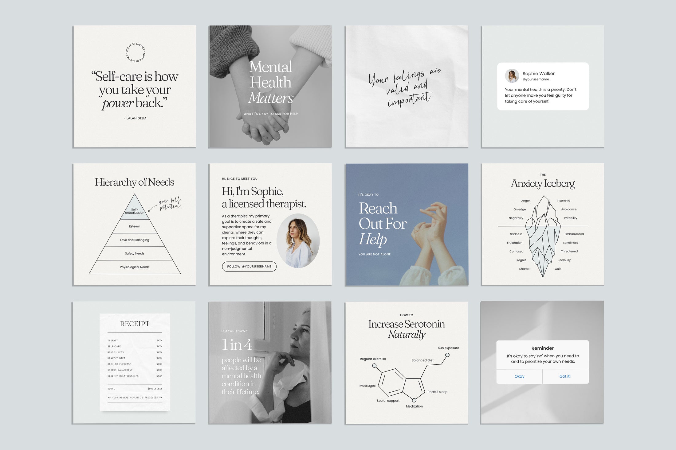 Therapist Instagram Posts | Canva Template | Social Media Templates ...