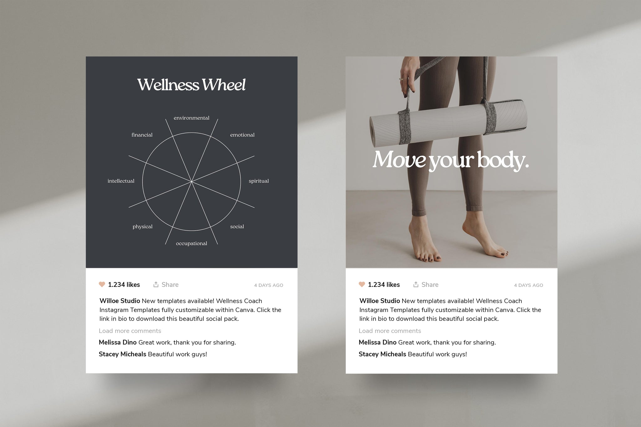 Wellness Coach Social Media Templates for Canva – Willoe Studio